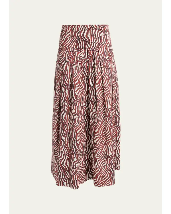 Proenza Schouler White Label Nessa Maxi Skirt In Poplin - Rust/cream