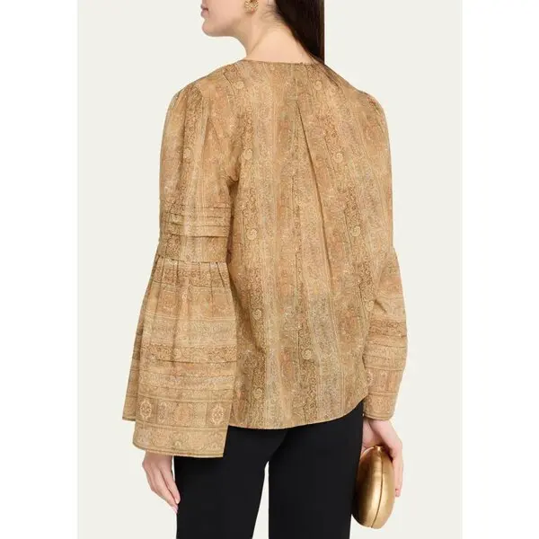 Kobi Halperin Joey Floral Flare-sleeve Blouse - Ecru Multi