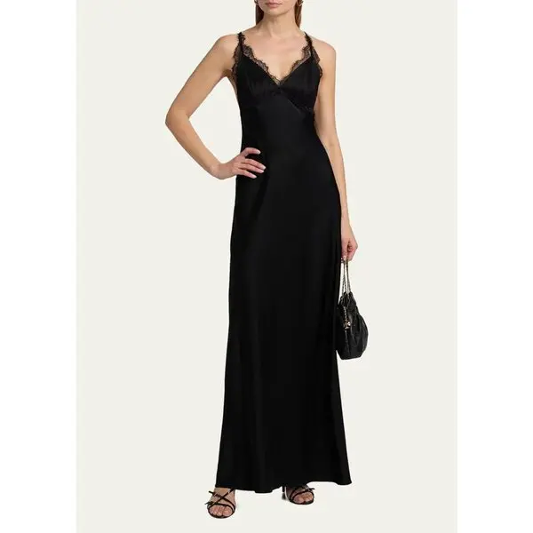 Kobi Halperin Evin Lace-trim Satin Maxi Dress