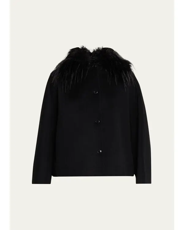 Loulou De Saison Rafe Faux Fur Collared Wool-cashmere Jacket
