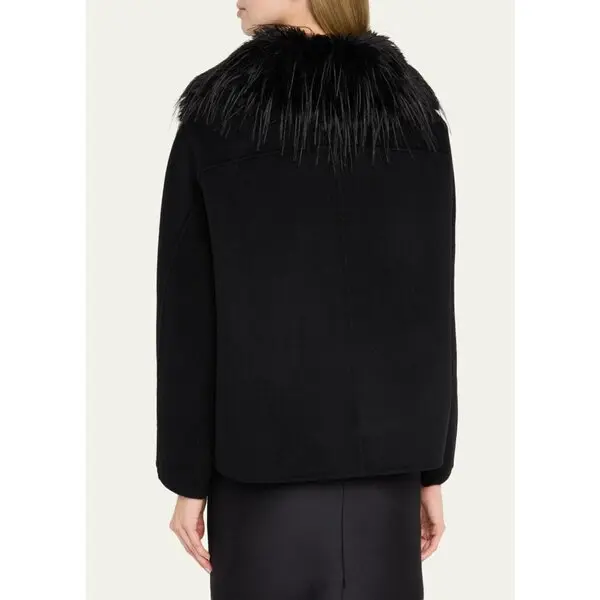 Loulou De Saison Rafe Faux Fur Collared Wool-cashmere Jacket