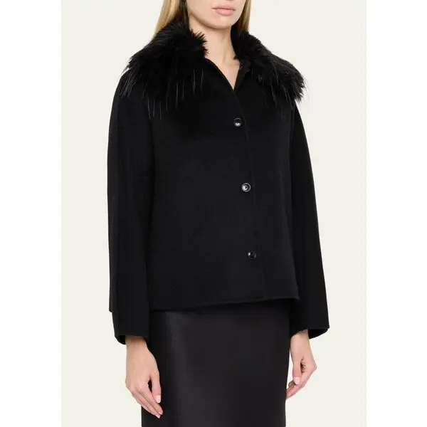 Loulou De Saison Rafe Faux Fur Collared Wool-cashmere Jacket