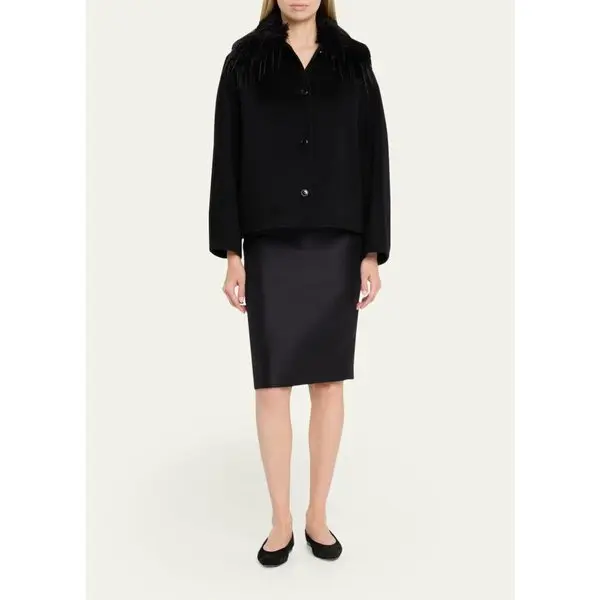 Loulou De Saison Rafe Faux Fur Collared Wool-cashmere Jacket