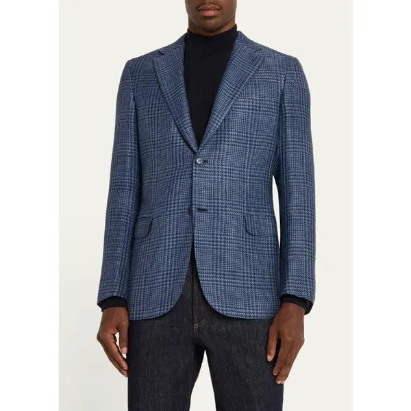 Brioni Wool Houndstooth Plaid Sport Coat