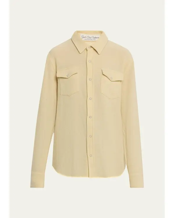 GOD'S TRUE CASHMERE Solid Cashmere Button-front Shirt