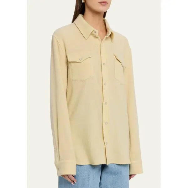 GOD'S TRUE CASHMERE Solid Cashmere Button-front Shirt
