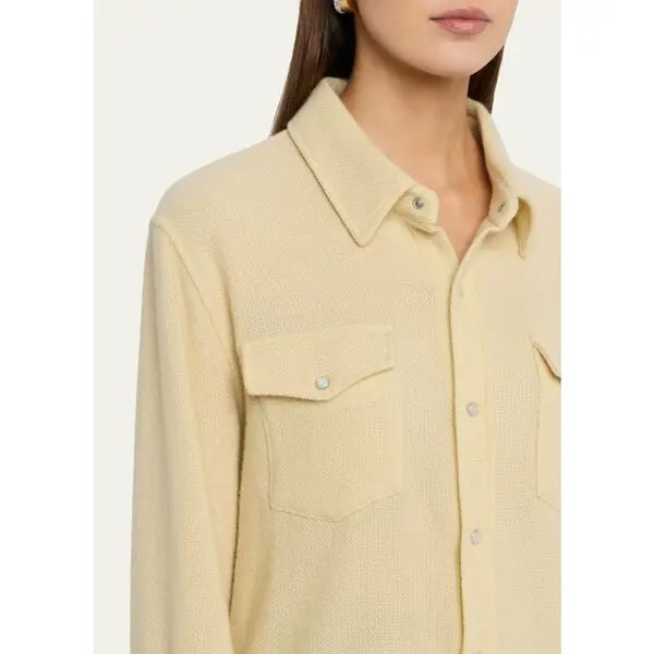 GOD'S TRUE CASHMERE Solid Cashmere Button-front Shirt
