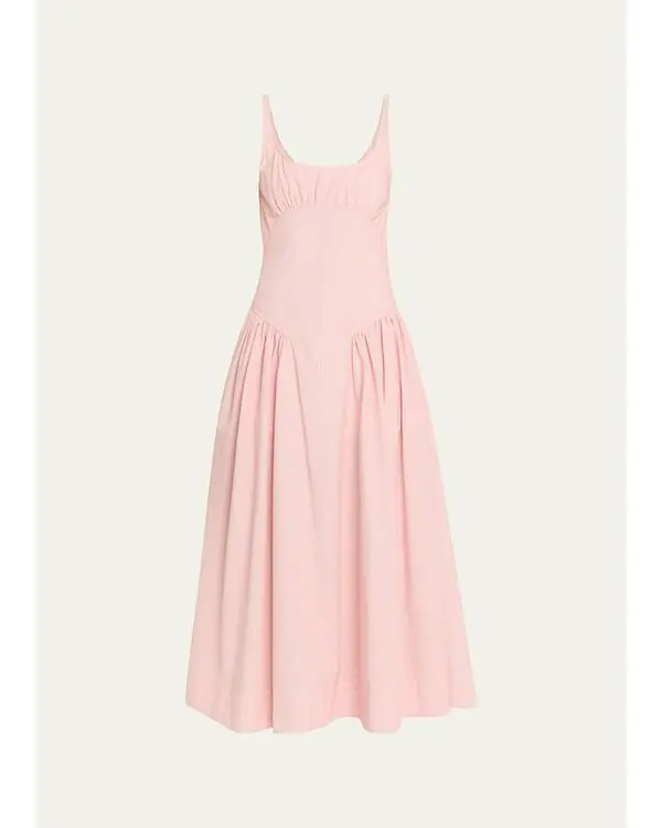 Proenza Schouler White Label Solira Seersucker Fit-&-flare Midi Dress - Rust/off White