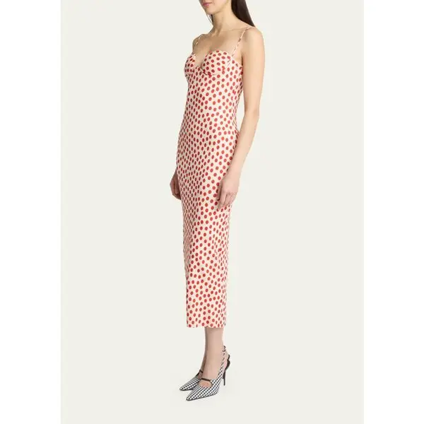 Alaïa Polka-dot Bustier Midi Column Dress