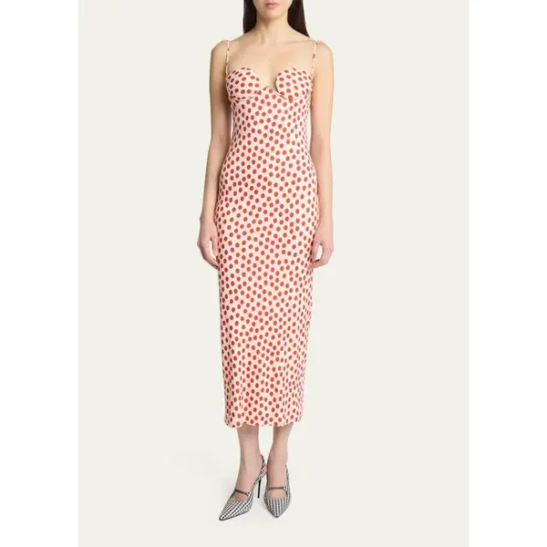 Alaïa Polka-dot Bustier Midi Column Dress