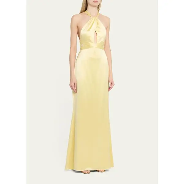 Retrofete Magnolia Satin Halter Dress