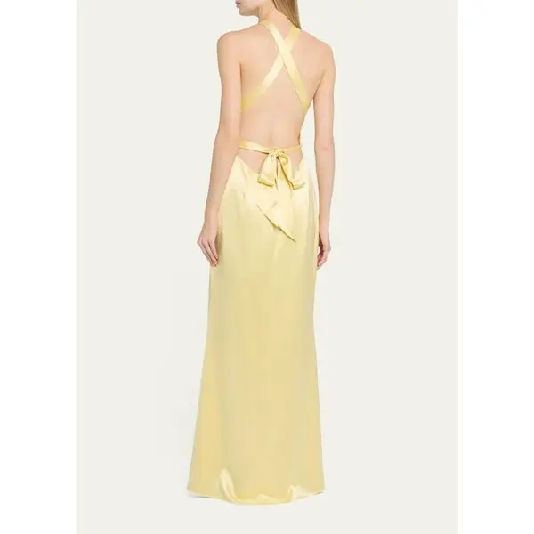 Retrofete Magnolia Satin Halter Dress