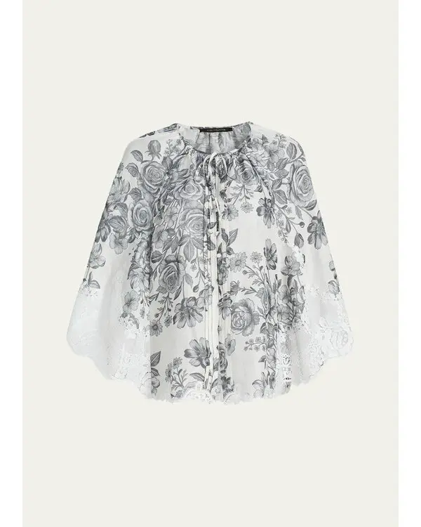 Kobi Halperin Paloma Lace-trim Viscose-linen Blouse