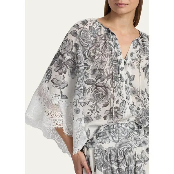 Kobi Halperin Paloma Lace-trim Viscose-linen Blouse