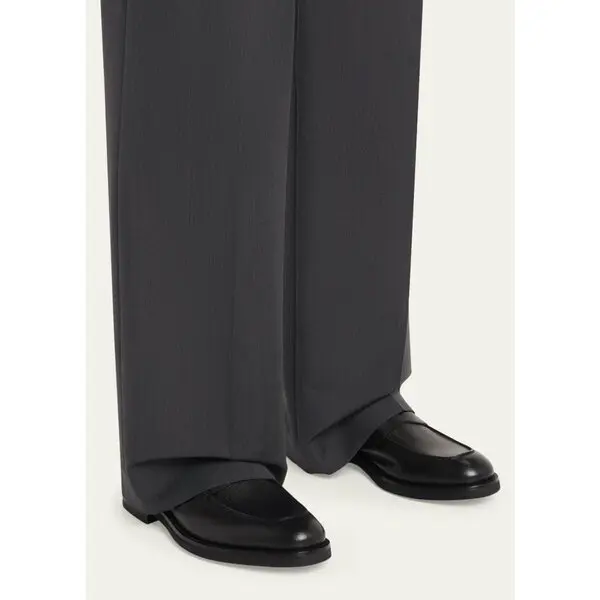 FERRAGAMO Hammered Leather Penny Loafers