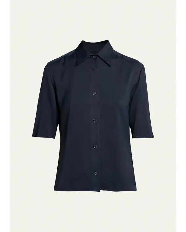 JIL SANDER Short-sleeve Viscose Button-down Shirt