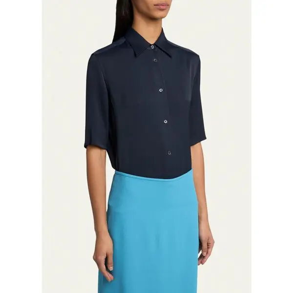 JIL SANDER Short-sleeve Viscose Button-down Shirt