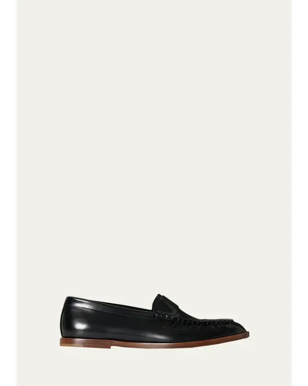 THE ROW Calfskin Leather Loafers - Black