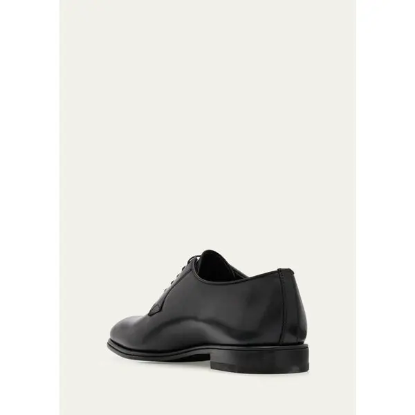 FERRAGAMO Stefano Almond-toe Leather Derby Shoes