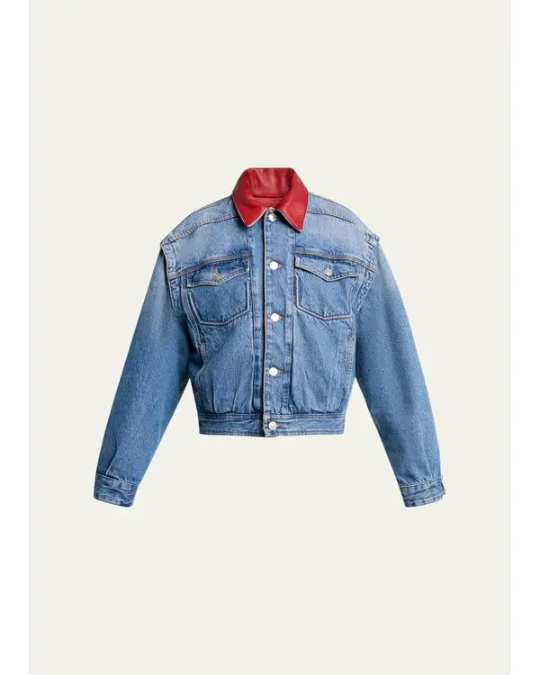 Isabel Marant Étoile Devyn Reversible Leather & Denim Jacket - Blue
