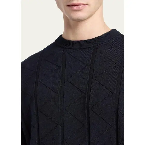 Giorgio Armani Chevron-knit Virgin Wool Crewneck Sweater