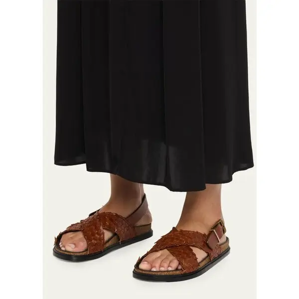 THE ROW Woven Leather Buckle Sandals