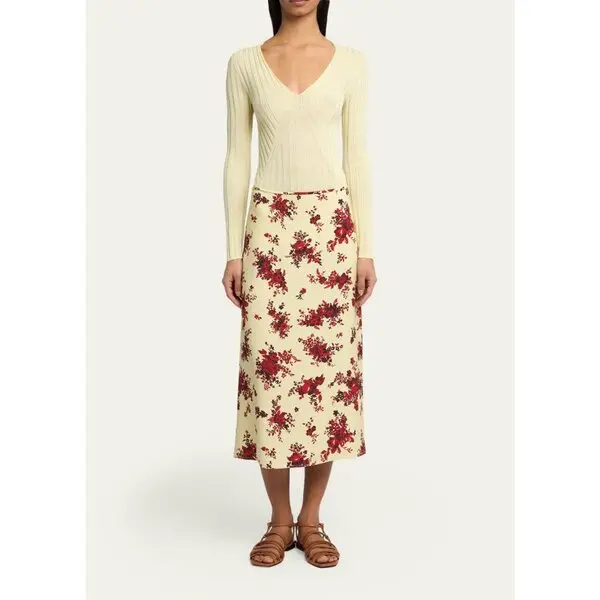 JIL SANDER Floral-print Viscose Midi Skirt