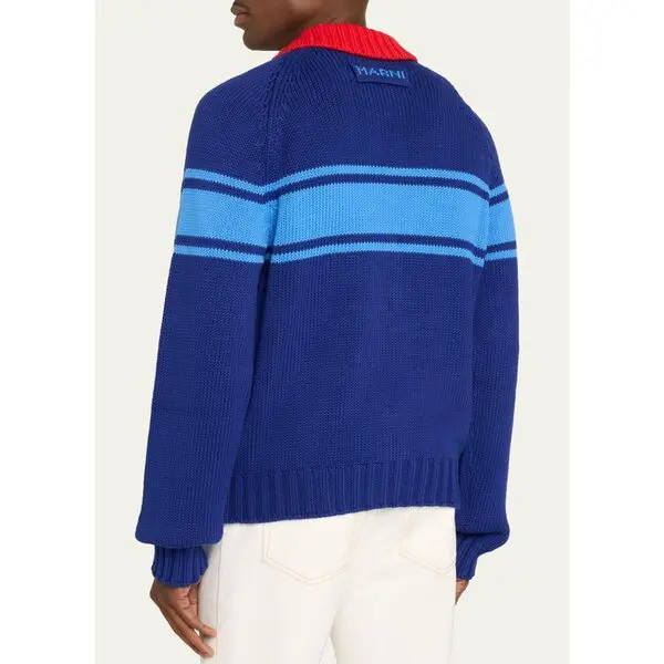 Marni Colorblocked Cotton Zip-front Cardigan