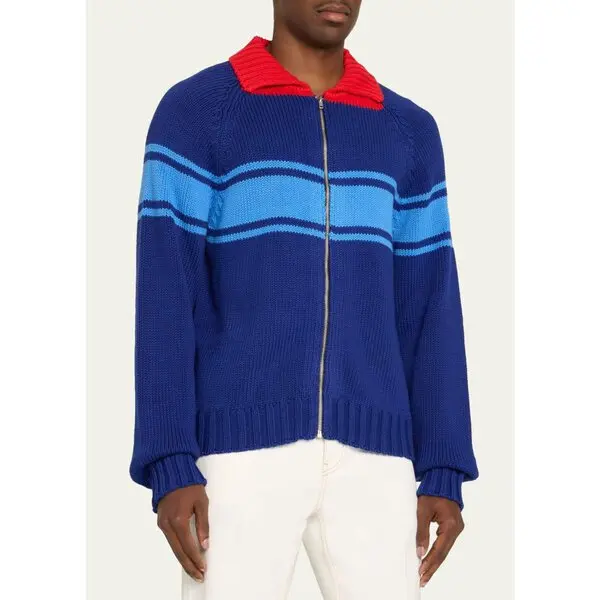 Marni Colorblocked Cotton Zip-front Cardigan