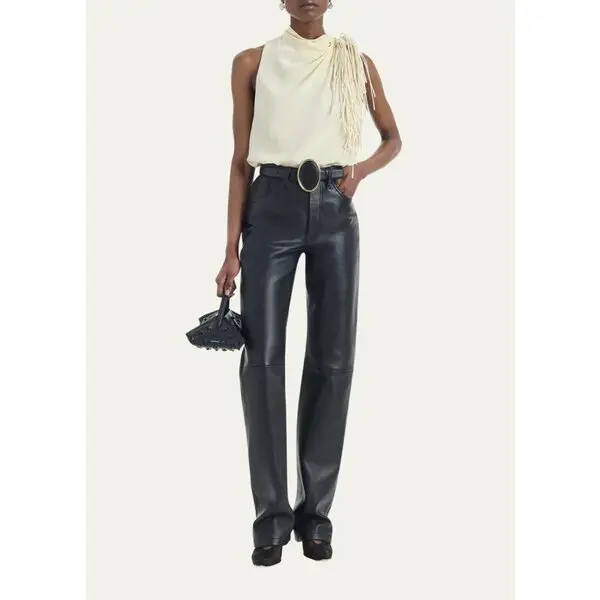 Altuzarra Alden Silk Fringe Top - Macadamia