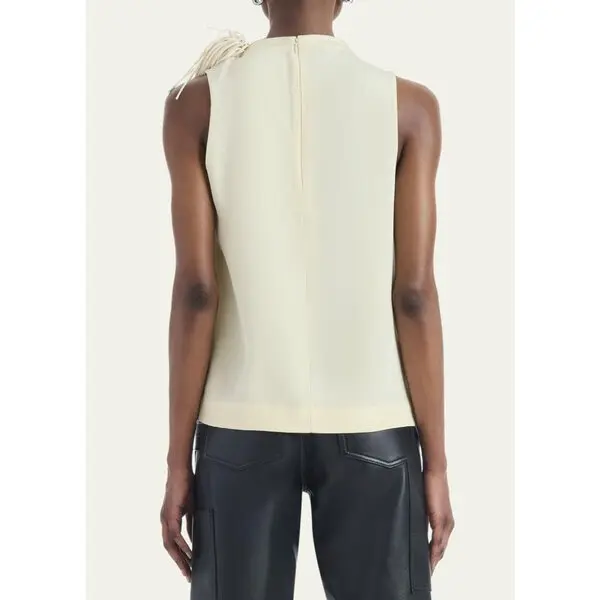Altuzarra Alden Silk Fringe Top - Macadamia