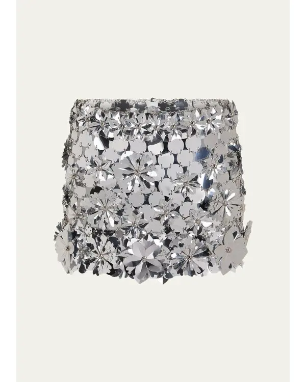 Rabanne Floral Sequined Mini Skirt