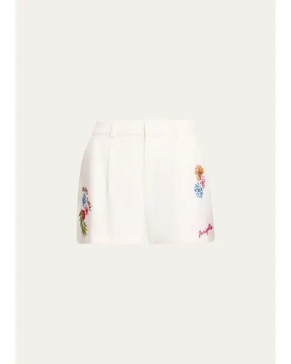Cinq À Sept Emmie Embroidered Vine Shorts