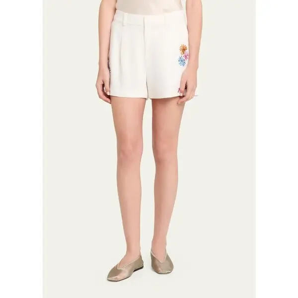 Cinq À Sept Emmie Embroidered Vine Shorts