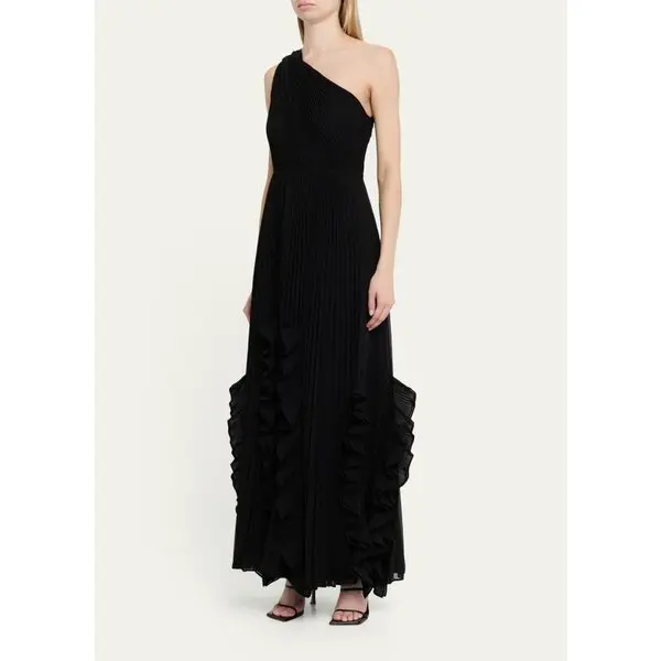 Kobi Halperin Iris Pleated Asymmetric Gown