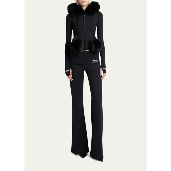 Balenciaga Fluffy Zip-up Hoodie With Faux Fur - Noir Multi