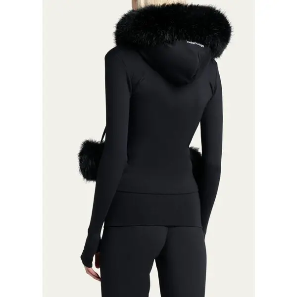 Balenciaga Fluffy Zip-up Hoodie With Faux Fur - Noir Multi