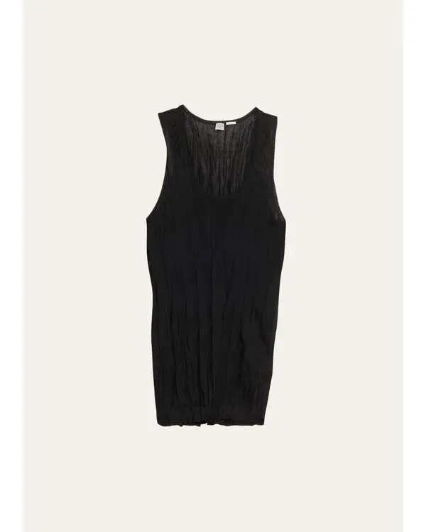 TOTEME Crinkled Knit Tank Top - Black