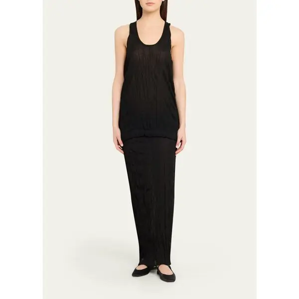 TOTEME Crinkled Knit Tank Top - Black