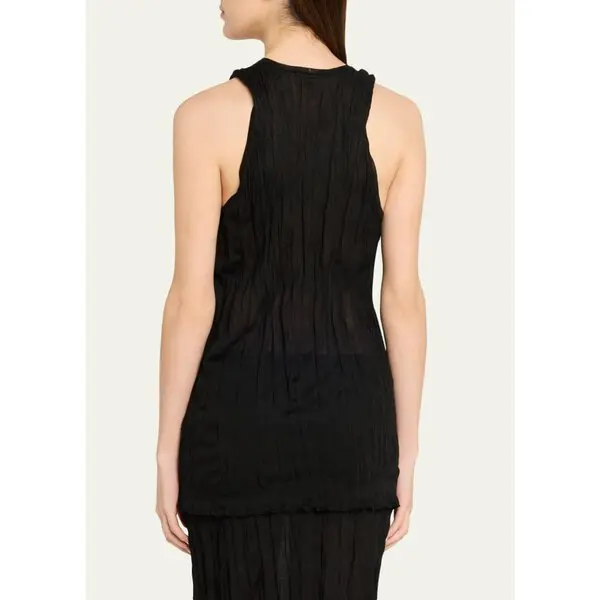 TOTEME Crinkled Knit Tank Top - Black