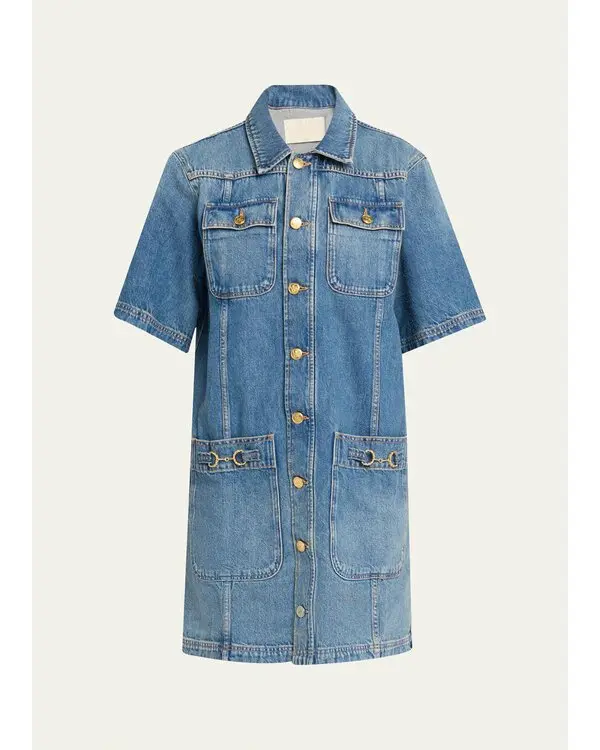 Ulla Johnson Painters Denim Mini Shirtdress - Danube