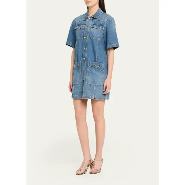 Ulla Johnson Painters Denim Mini Shirtdress