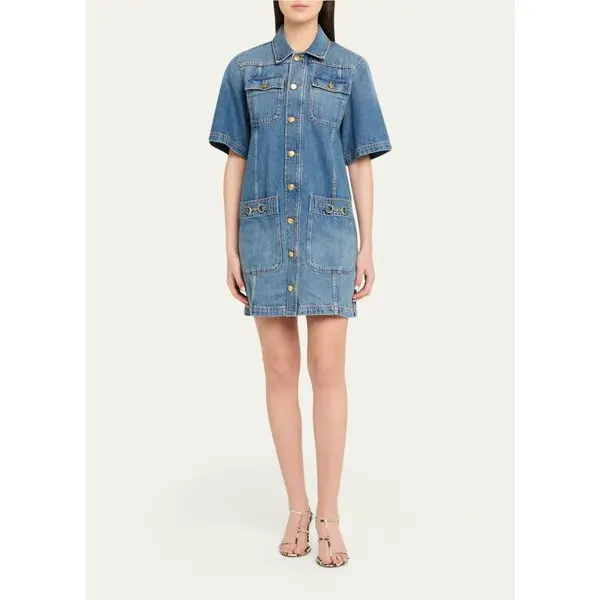 Ulla Johnson Painters Denim Mini Shirtdress