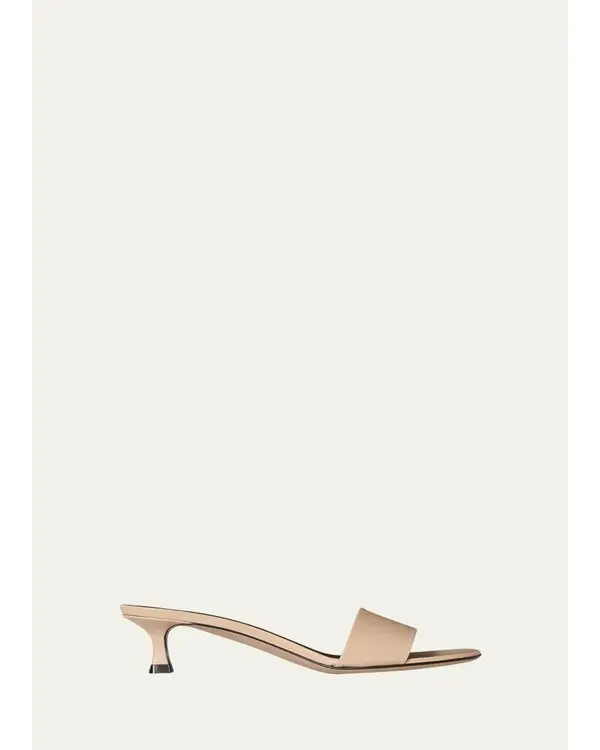 THE ROW 40mm Combo Leather Slide Sandals - Vanilla