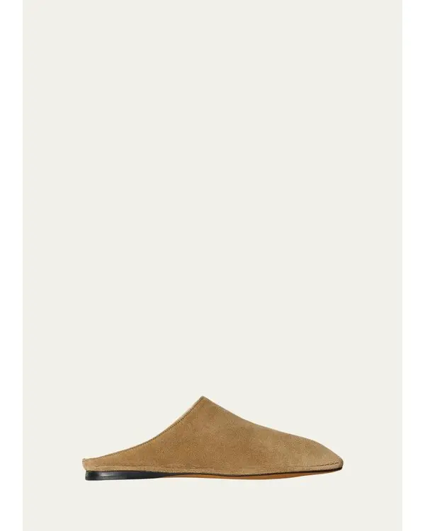 THE ROW Piper Suede Square-toe Mules - Walnut