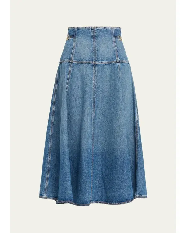 Ulla Johnson Brigette Denim Midi Skirt - Danube