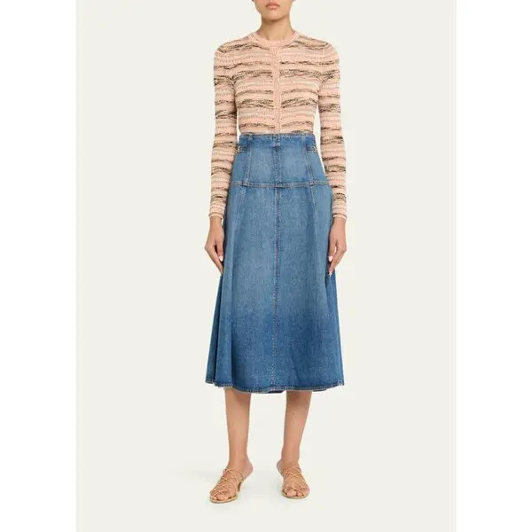 Ulla Johnson Brigette Denim Midi Skirt - Danube