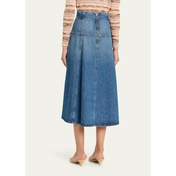 Ulla Johnson Brigette Denim Midi Skirt - Danube
