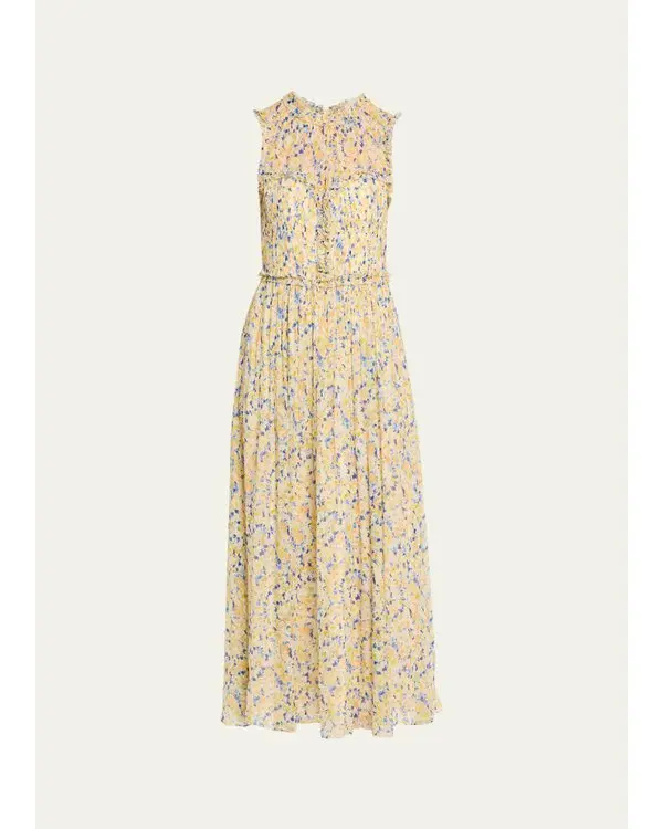 Ulla Johnson Kasia Floral Silk Chiffon Midi Dress