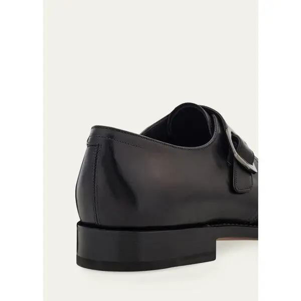 FERRAGAMO Sullivan Tramezza Leather Monk-strap Loafers